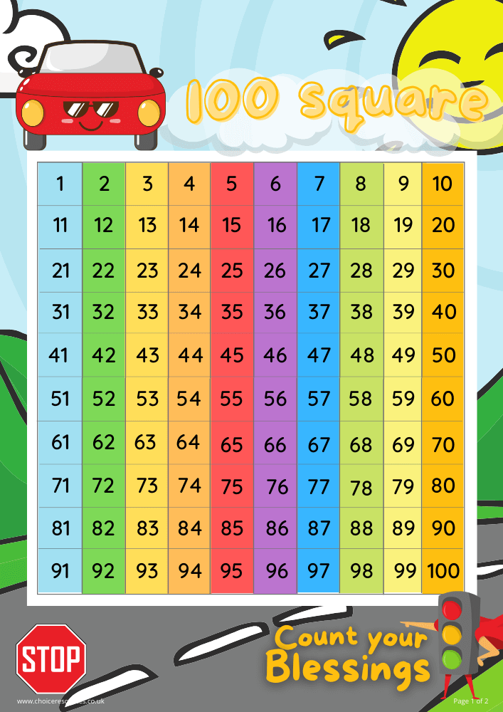 100 Square Poster - Choice Resources